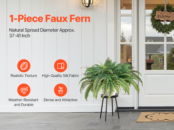 Artificial Boston Ferns Large Plastic Fern 80 Branches Indoor Outdoor ...