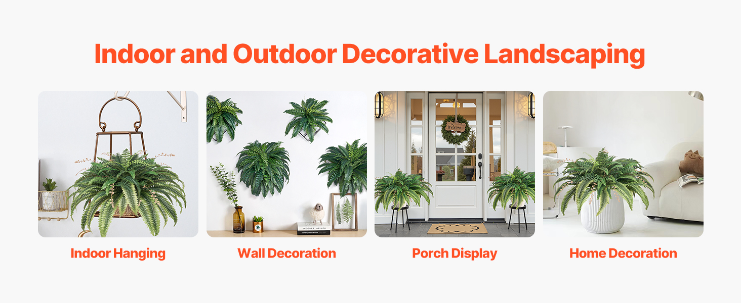 Artificial Boston Ferns Large Plastic Fern 80 Branches Indoor Outdoor ...