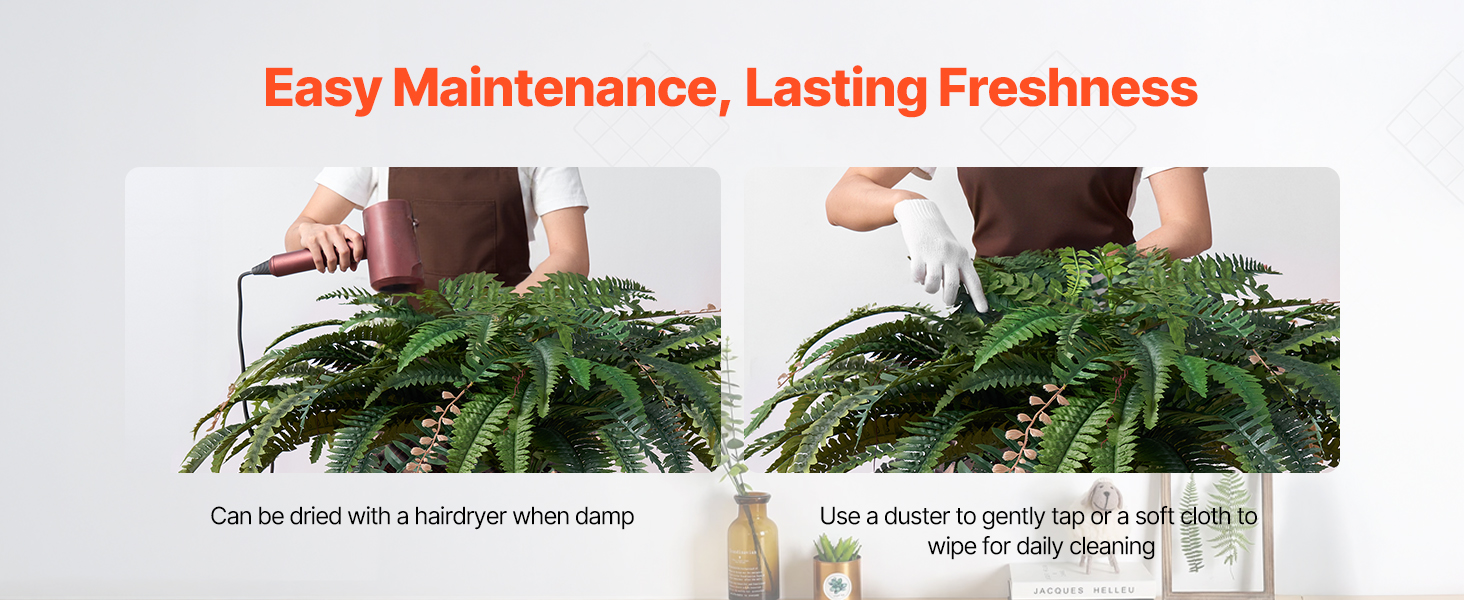 Artificial Boston Ferns Large Plastic Fern 80 Branches Indoor Outdoor ...