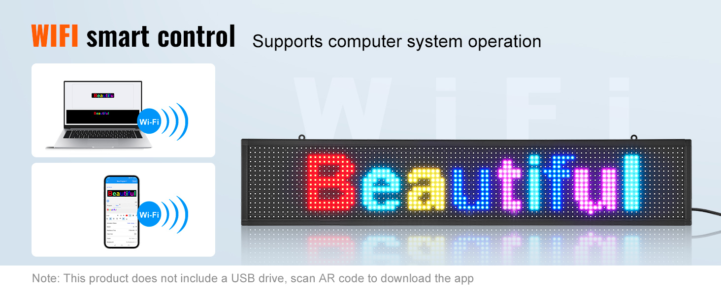 VEVOR Programmable LED Sign, P10 Full Color LED Scrolling Panel, DIY Custom Text Animation ...
