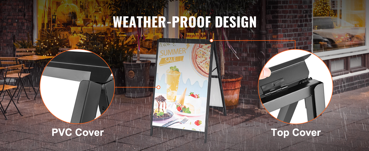 VEVOR A Frame Sidewalk Sign, 24x36 Inch Heavy Duty Slide-in Signboard ...