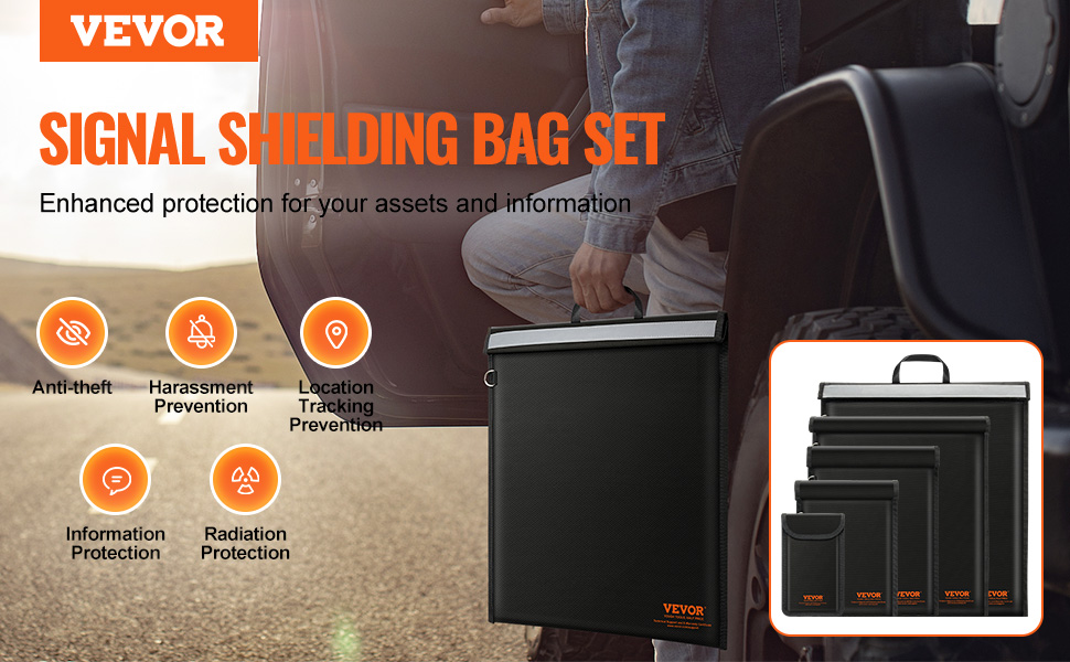 VEVOR Faraday Bag, 4 Pack Faraday Pouch Set for Laptop(16.9x15), Tablet ...