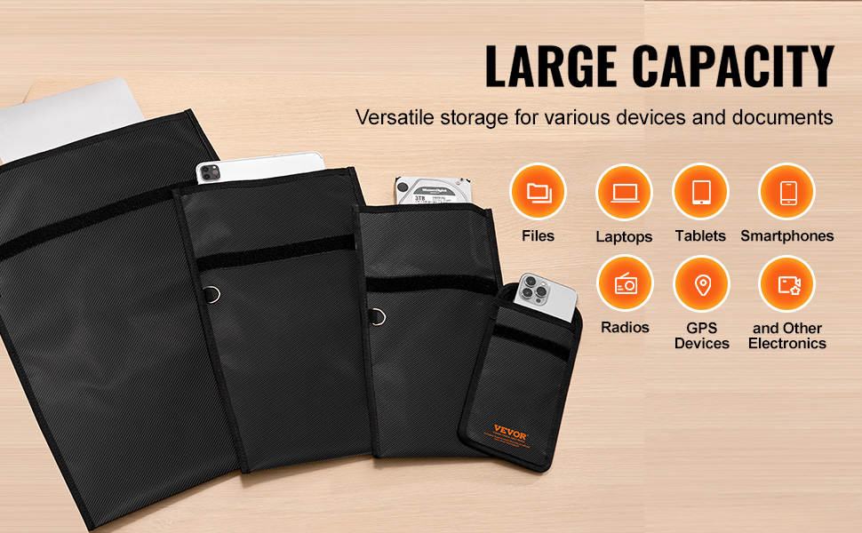 VEVOR Faraday Bag, 4 Pack Faraday Pouch Set for Laptop(16.9x15), Tablet ...