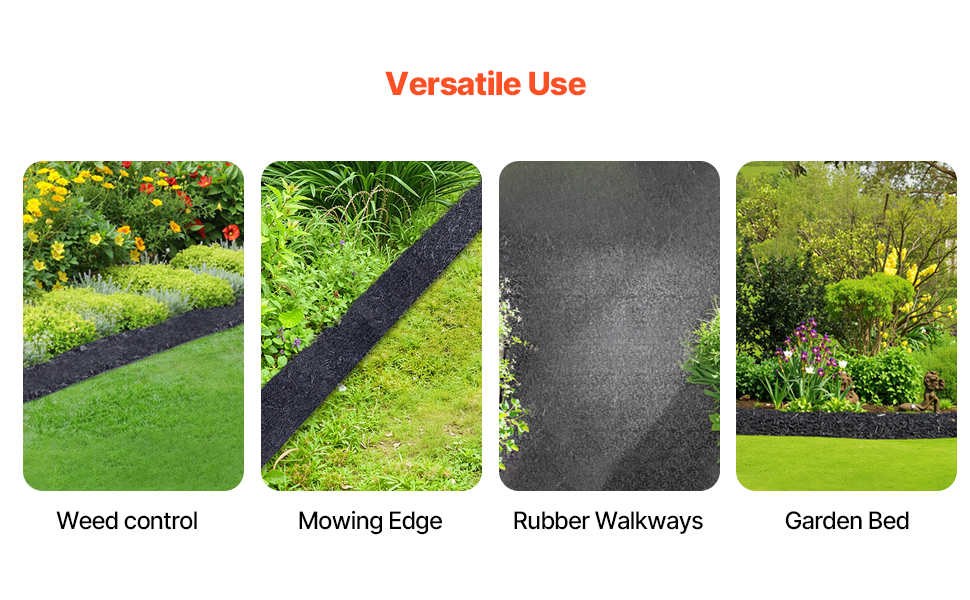 VEVOR Rubber Mulch for Landscaping, Recycled Rubber Mulch Mat 120 x 4 ...