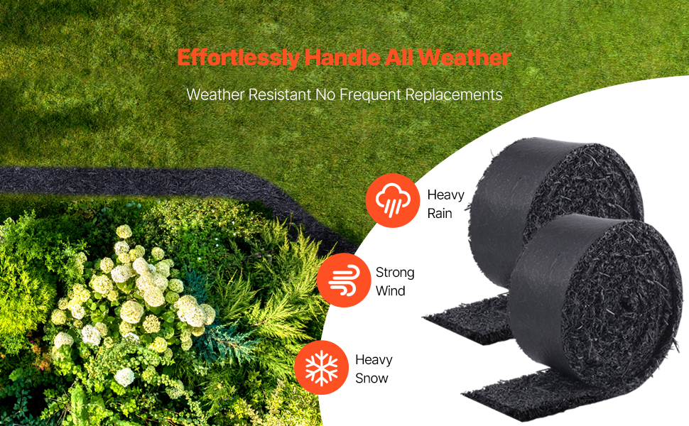 VEVOR Rubber Mulch for Landscaping, 2 Rolls Recycled Rubber Mulch Mat ...