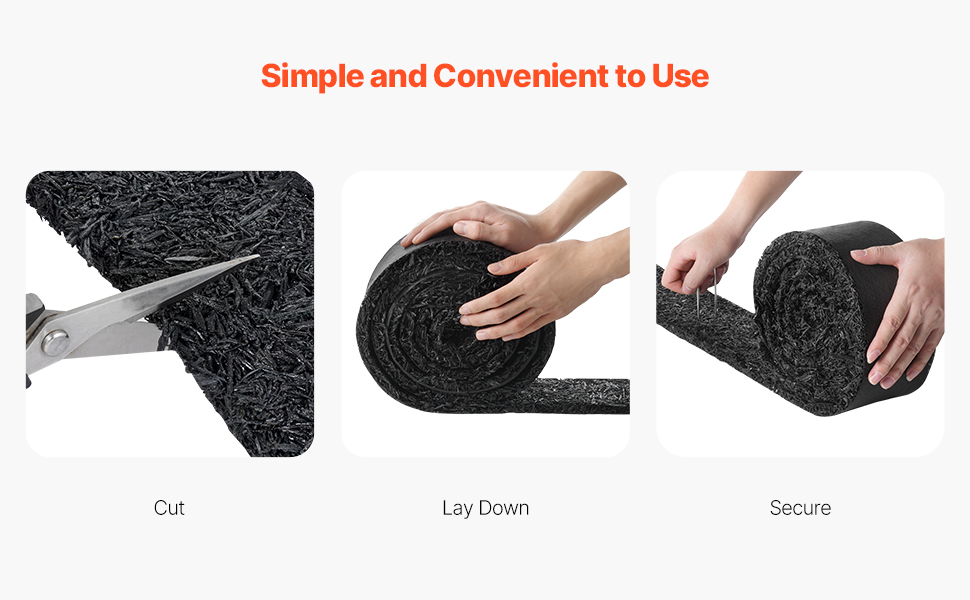 VEVOR Rubber Mulch for Landscaping, 2 Rolls Recycled Rubber Mulch Mat ...