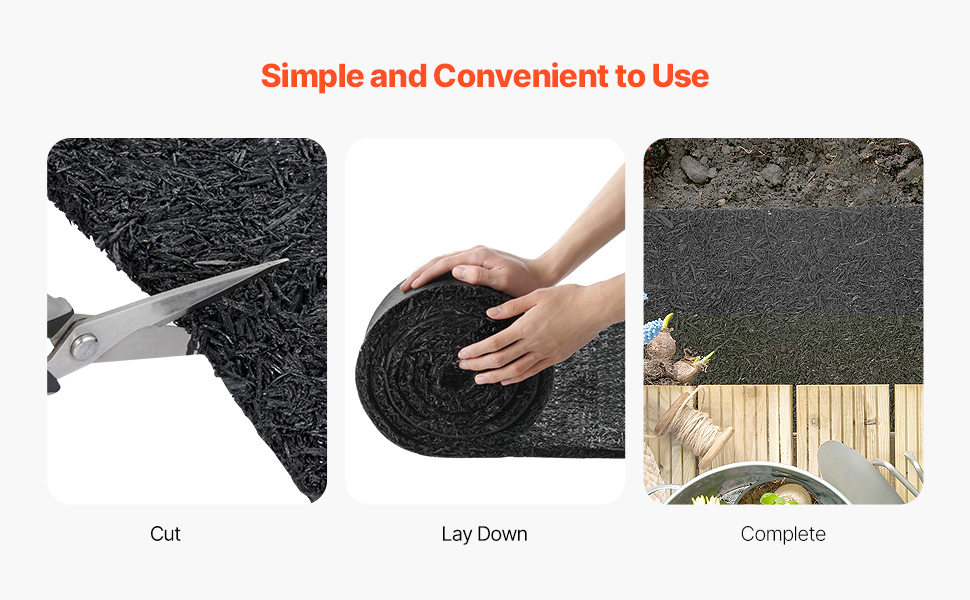 VEVOR Rubber Mulch for Landscaping, 2 Rolls Recycled Rubber Mulch Mat ...