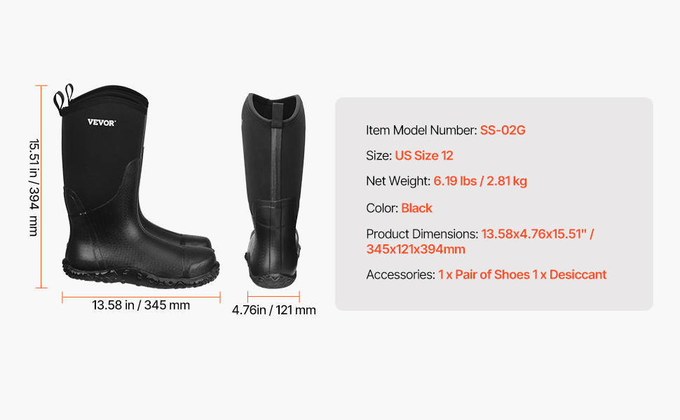 Rubber Boots for Men Protective Footwear Steel Toe Work Rain Boots Size ...