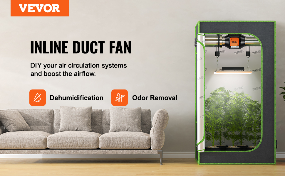VEVOR 102mm Inline Duct Fan HVAC Exhaust Blower Kit EC Variable Speed ...