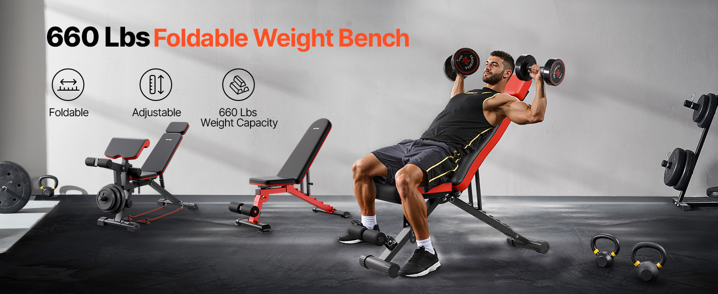 Weight Bench Sit up Bench for Home Gym Strength Training Adjustable ...