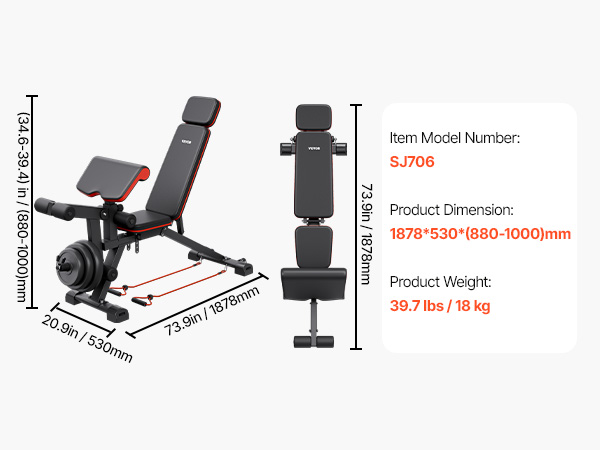 Weight Bench Sit up Bench for Home Gym Strength Training Workout ...