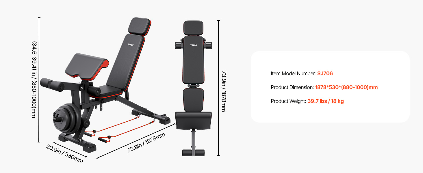 Weight Bench Sit up Bench for Home Gym Strength Training Workout ...