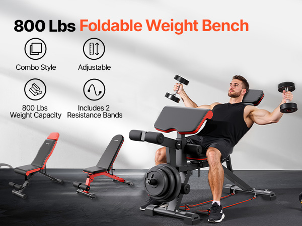 VEVOR Weight Bench Sit up Bench Home Gym Strength Training Workout ...