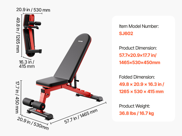 Weight Bench Sit up Bench for Home Gym Strength Training Adjustable ...