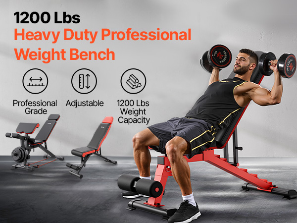 VEVOR Weight Bench Sit up Bench Home Gym Strength Training Adjustable ...