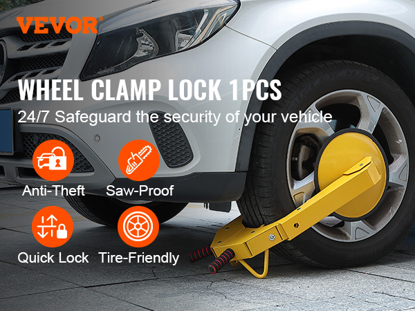 VEVOR Wheel Lock Clamp, 1 Pack Trailer Wheel Lock, Heavy-Duty Anti ...