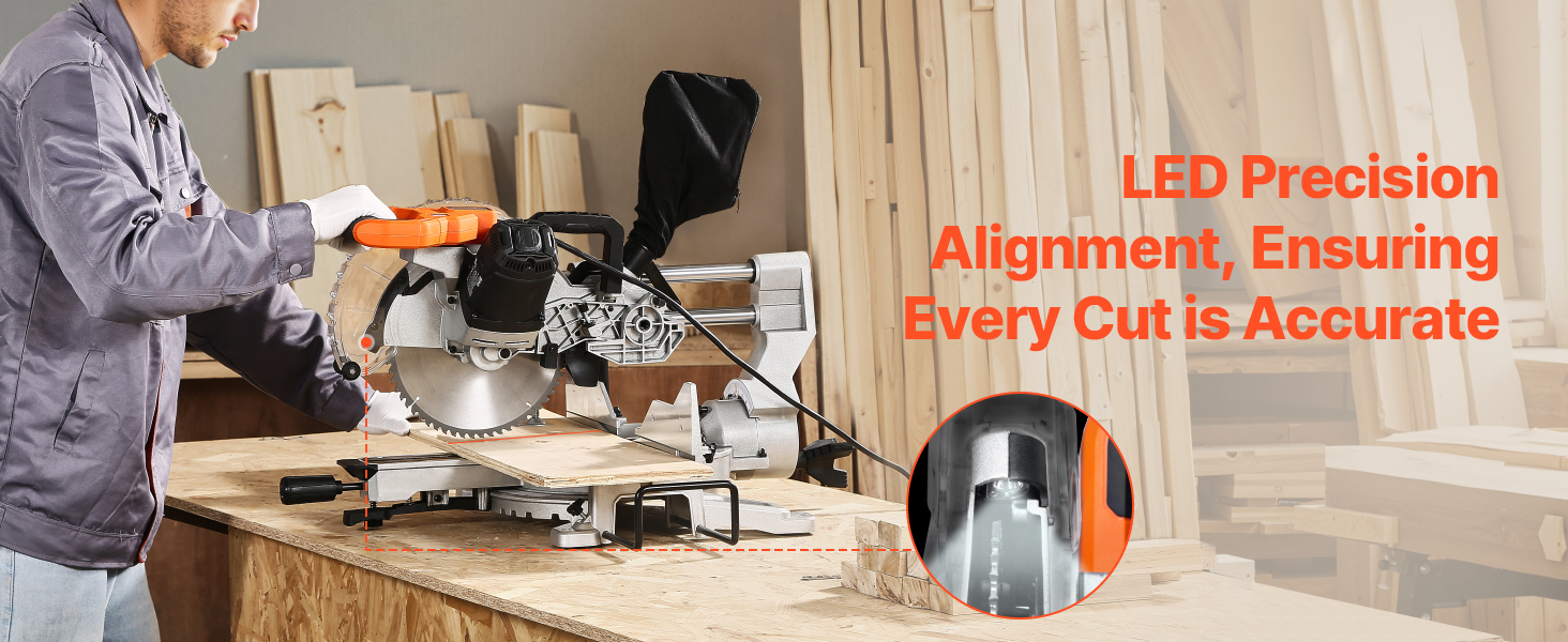 Sliding Compound Miter Saw 10-In Blade 15 Amp Motor Corded Double Bevel ...