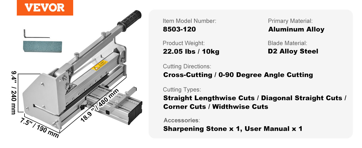 VEVOR Floor Cutter 330mm, Cuts Vinyl Plank, Laminate, Siding, 12mm ...