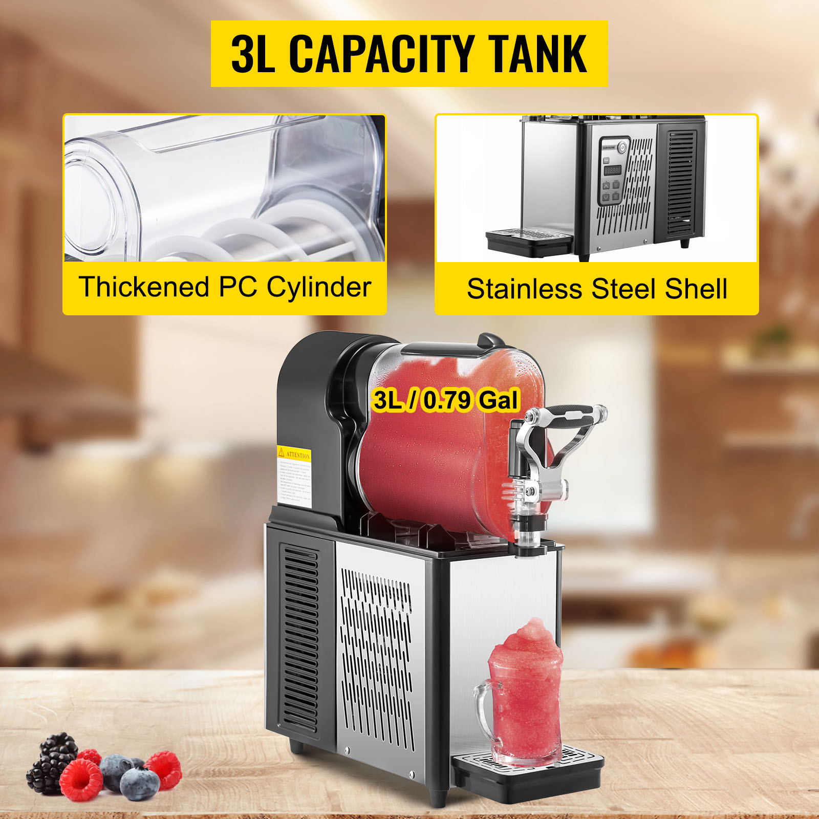 VEVOR Commercial Slushy Machine, 3L Single Bowl Slush Drink Maker, 330W ...