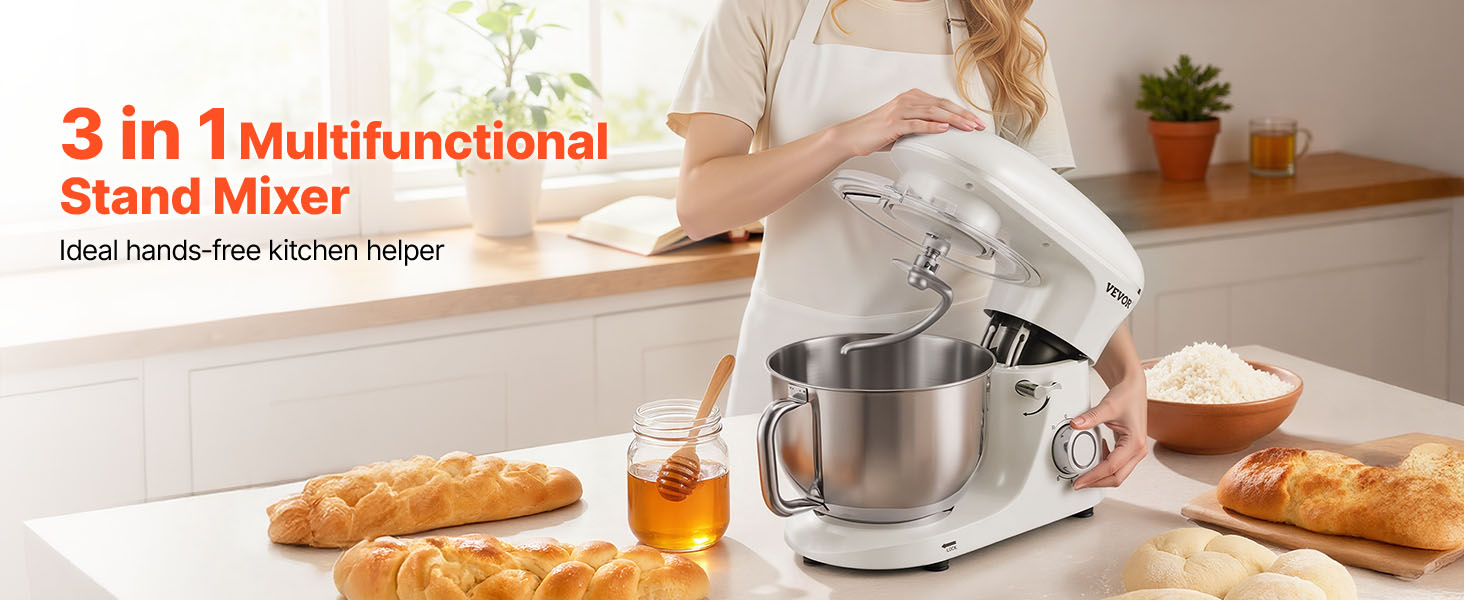 VEVOR Stand Mixer 5.9 QT Electric Dough Mixer 660W 6 + P Speeds Food ...