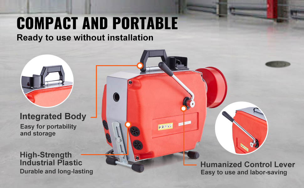 VEVOR Drain Cleaner Machine 120FT x 7/8" 420W Sewer Snake Auger Manual ...