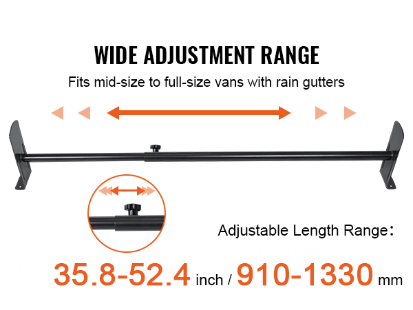 VEVOR Van Roof Ladder Rack, 2 Bars Alloy Steel Roof Racks, 500 LBS ...