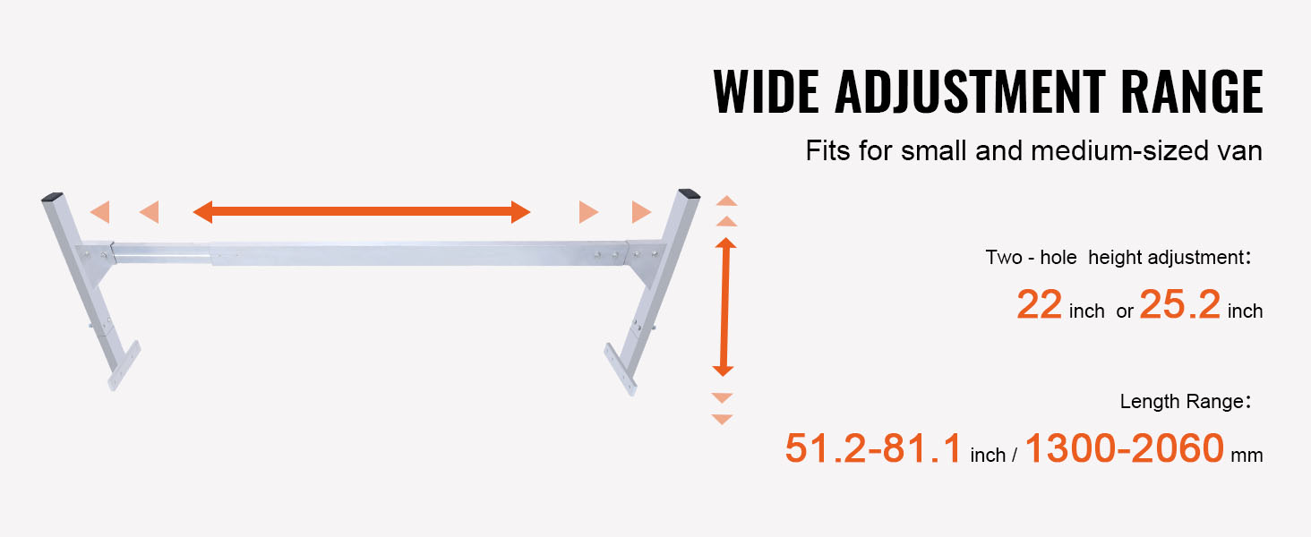VEVOR Van Roof Ladder Rack, 2 Bars Aluminum Alloy Roof Ladder Racks ...