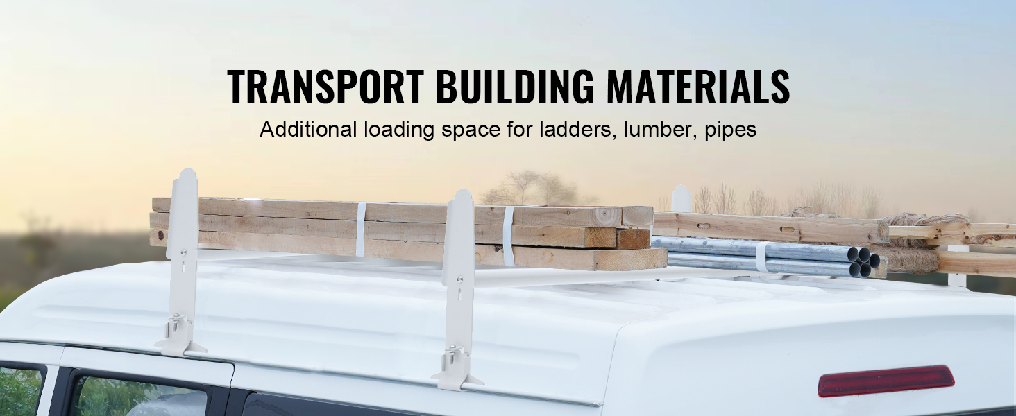 VEVOR Van Roof Ladder Rack, 2 Bar Alloy Steel Ladder Racks, Adjustable ...