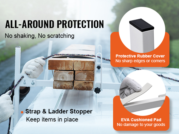 VEVOR Van Ladder Rack, 56.3-61.4" Adjustable Rain Gutter Van Roof Racks ...