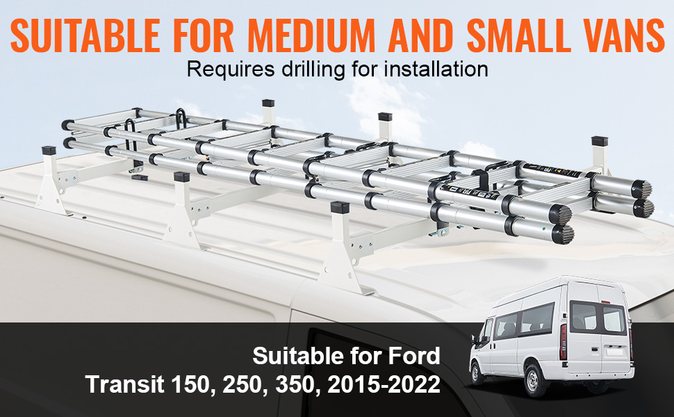 VEVOR Trailer Ladder Rack Van Roof Rack for Ford Transit 150, 250, 350 ...