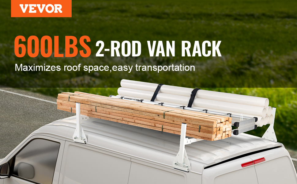 VEVOR Trailer Ladder Rack Van Roof Ladder Rack 600 lbs 56.7-63 inch ...