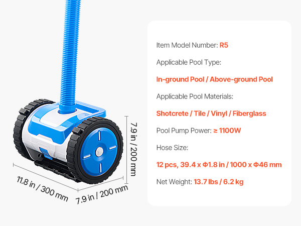 VEVOR Suction Pool Cleaner, Automatic Pool Vacuum Cleaner, Suction Side ...