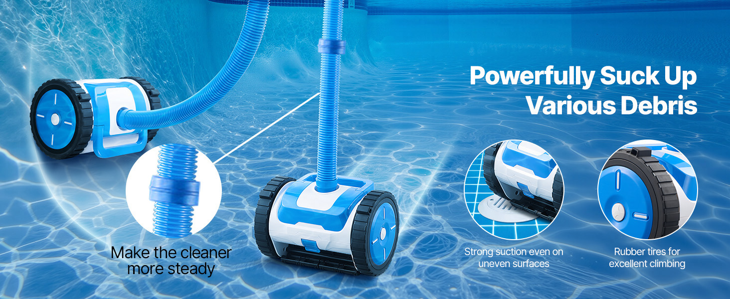 VEVOR Suction Pool Cleaner, Automatic Pool Vacuum Cleaner, Suction Side ...