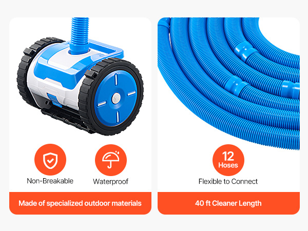 VEVOR Suction Pool Cleaner, Automatic Pool Vacuum Cleaner, Suction Side ...