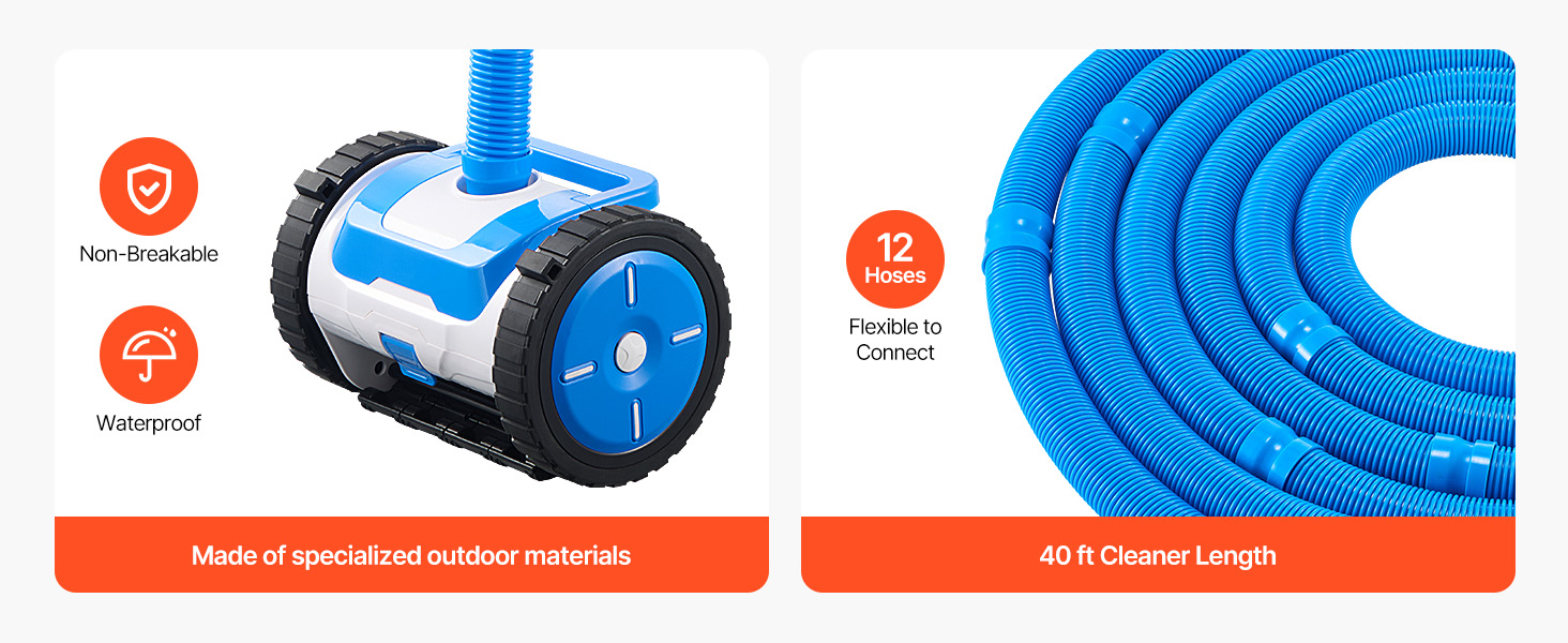VEVOR Suction Pool Cleaner, Automatic Pool Vacuum Cleaner, Suction Side ...