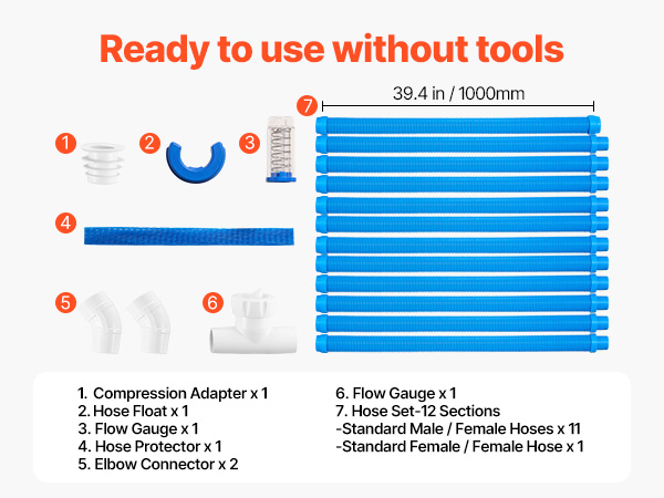 VEVOR Suction Pool Cleaner, Automatic Pool Vacuum Cleaner, Suction Side ...