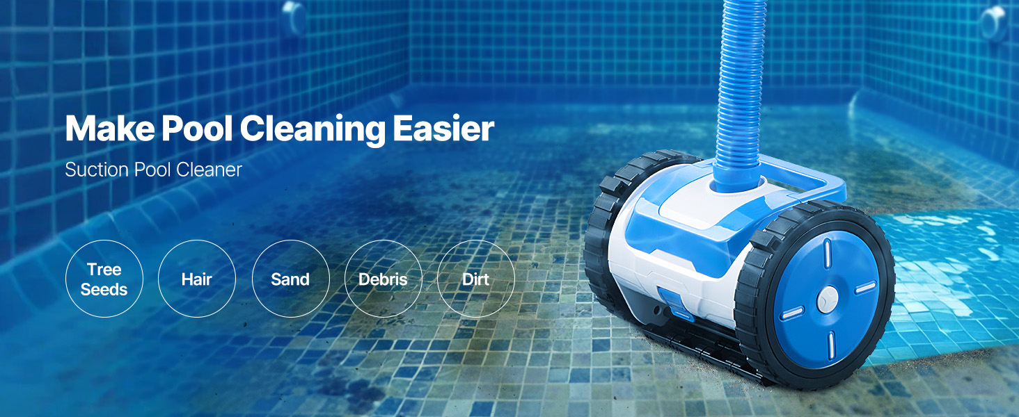 VEVOR Suction Pool Cleaner, Automatic Pool Vacuum Cleaner, Suction Side ...