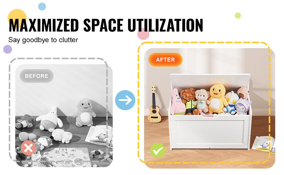 VEVOR Wooden Toy Chest for Kids, Toddler Toy Storage Box with Flip-Top ...