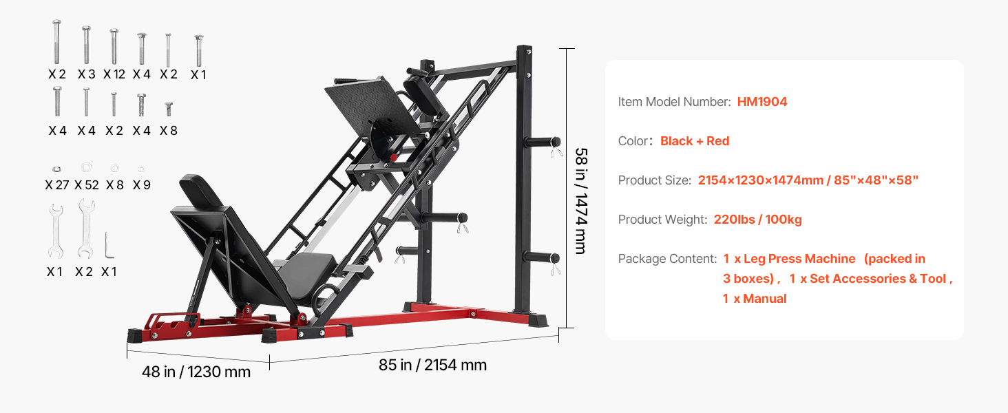 Leg Press Hack Squat Combo Machine Adjustable Lower Body Special for ...