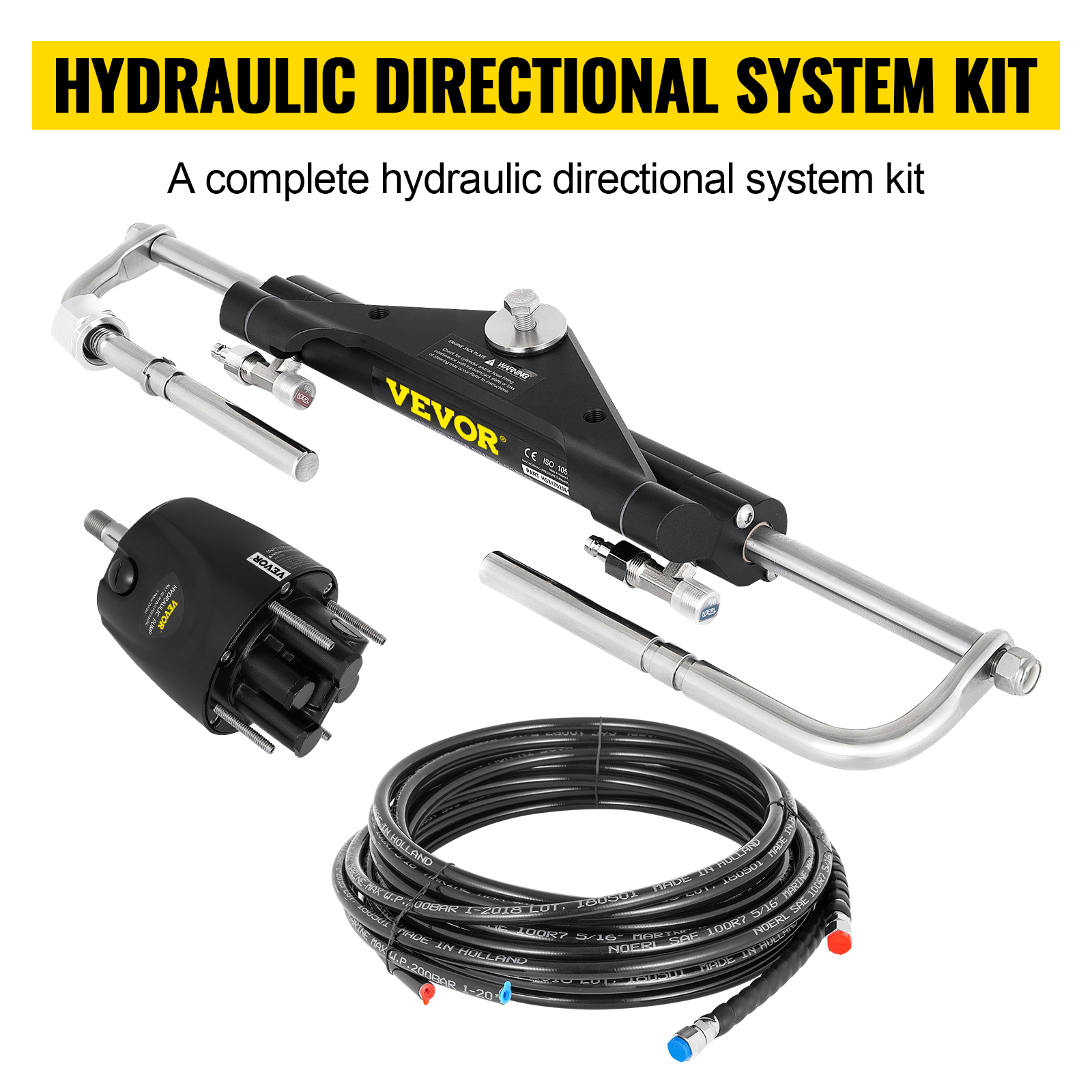 VEVOR 150HP Hydraulic Outboard Steering Kit Boat Marine System, Built ...