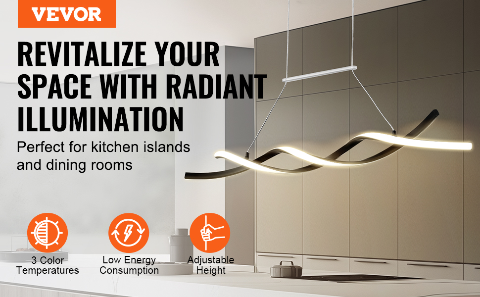 VEVOR Modern Chandelier Light Fixtures Dimmable LED Pendant Light ...