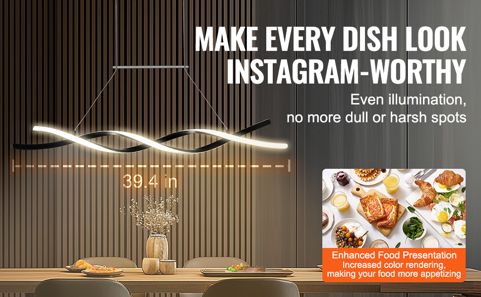 VEVOR Modern Chandelier Light Fixtures Dimmable LED Pendant Light ...