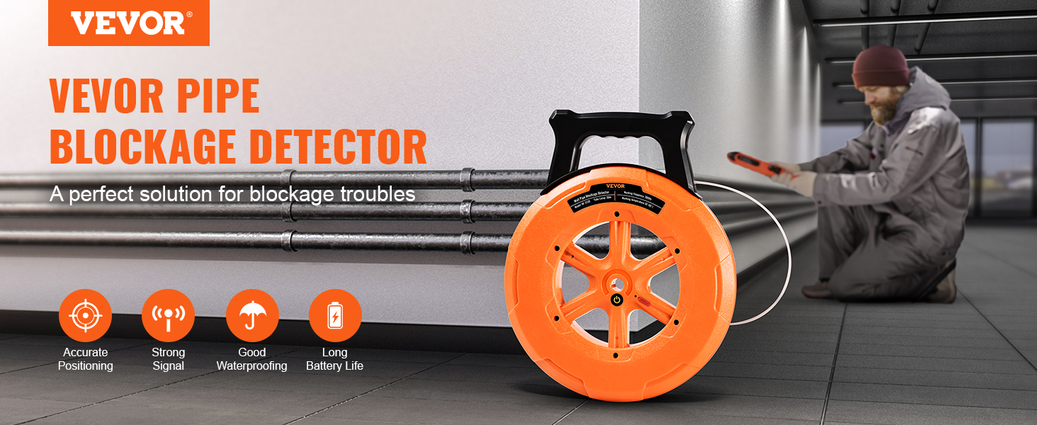 VEVOR Pipe Blockage Detector Locators 100ft/30m Waterproof for PVC ...