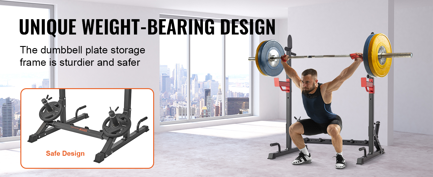 VEVOR Squat Stand Power Rack, Multi-Functional Barbell Rack with Hook ...
