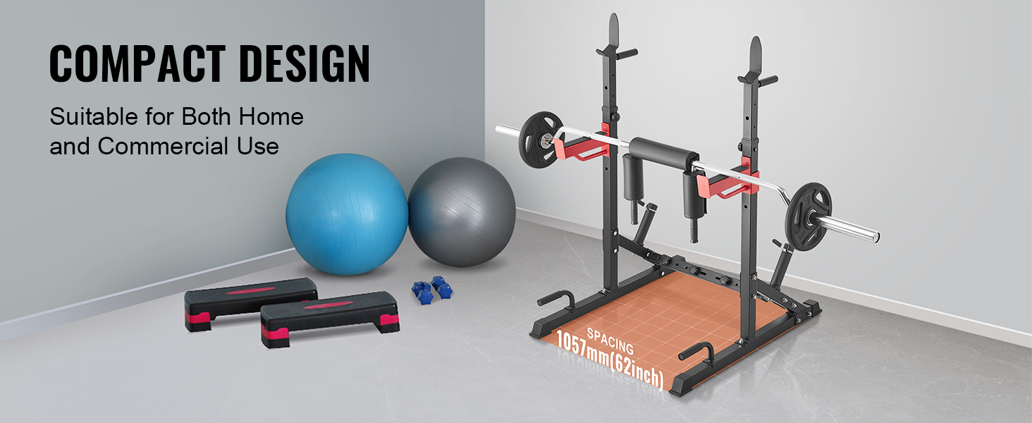 VEVOR Squat Stand Power Rack, Multi-Functional Barbell Rack with Hook ...