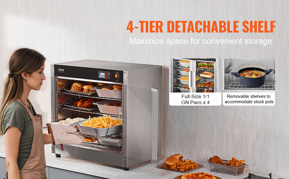Hot Box Food Warmer 4-Tier Concession Warming Cabinet with Water Tray ...