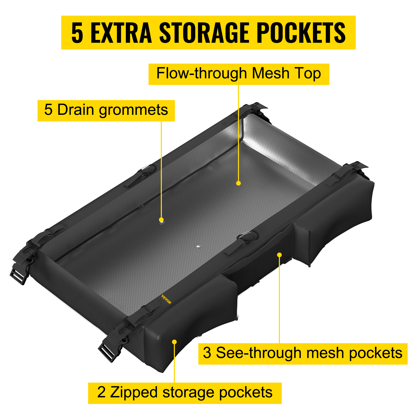 VEVOR T-Top Storage Bag, for 6 Type II Life Jackets, w/ a Boat Trash ...