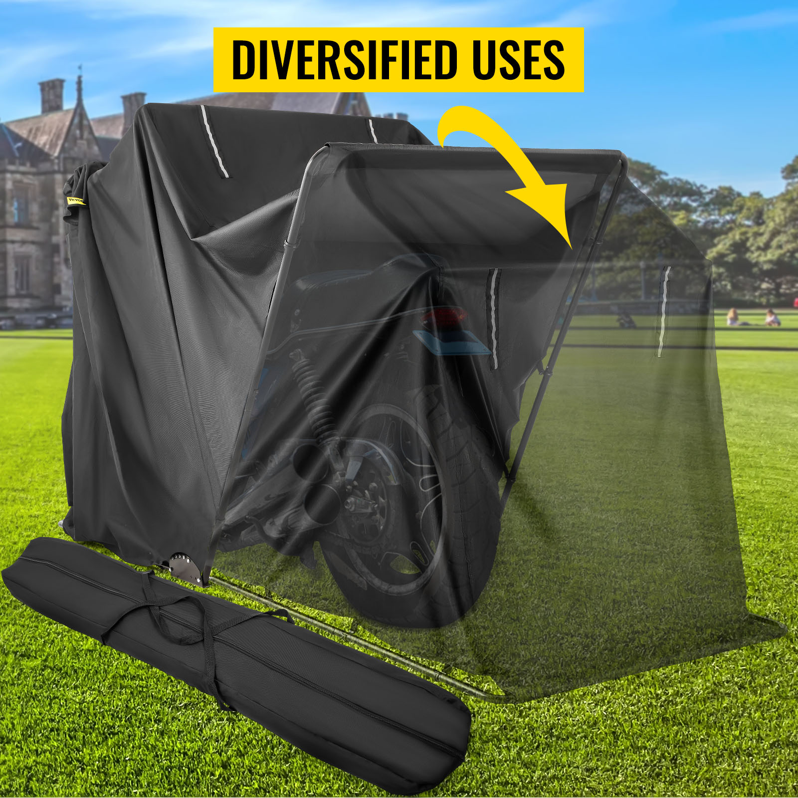 VEVOR Motorcycle Shelter, Waterproof Motorcycle Cover, Heavy Duty ...