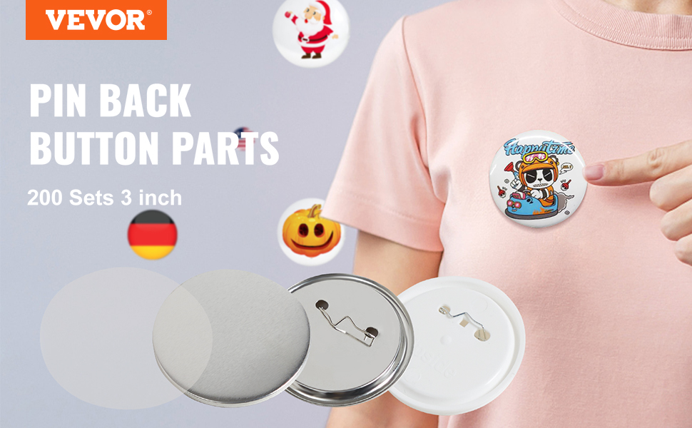VEVOR 3" 75mm Button Badge Parts Supplies for Button Maker Machine 200 ...