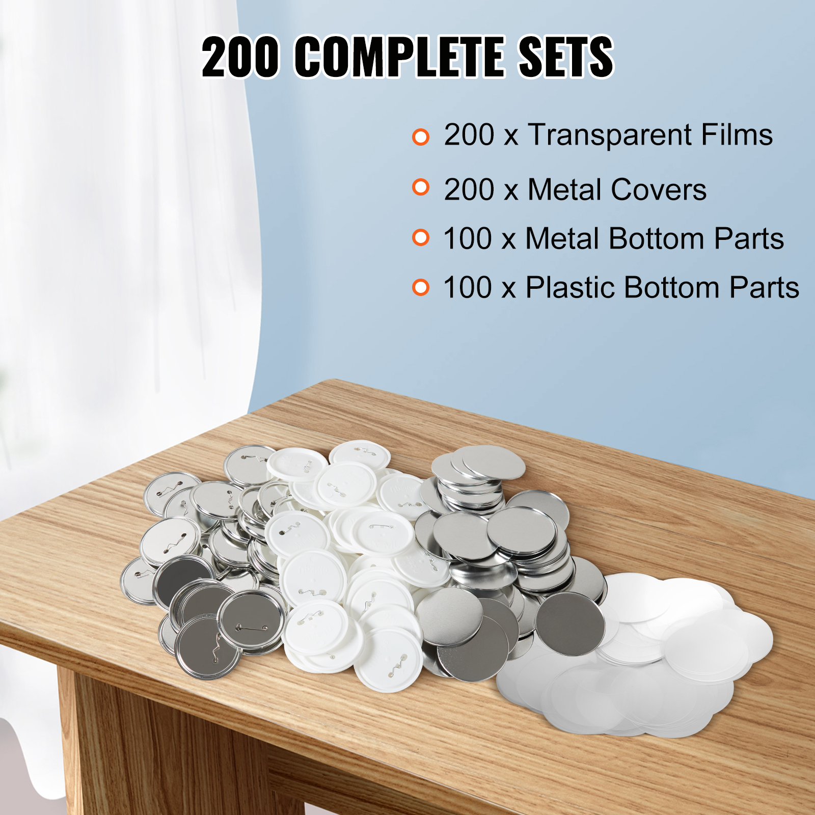VEVOR 3" 75mm Button Badge Parts Supplies for Button Maker Machine 200 ...